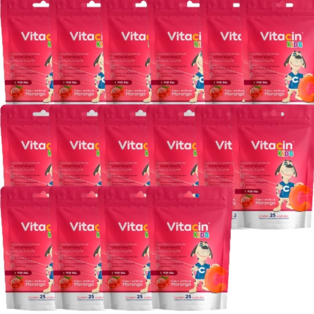 Kit c/ 16x Suplemento Vitamina C 25un - Vitacin Kids | Shopee Brasil