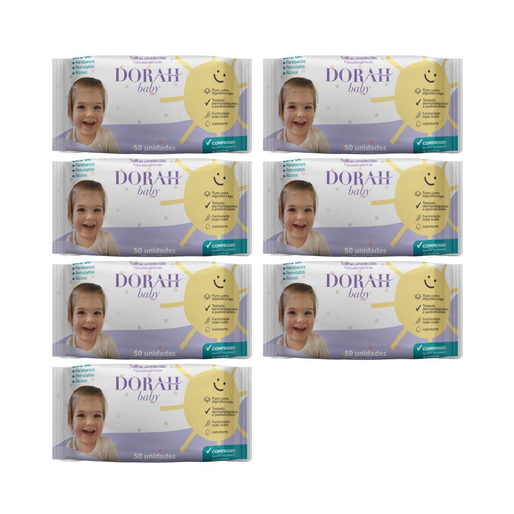 7 Pacotes - Toalhas/Lenços Umedecidos Hipoalergênicos SEM ÁLCOOL - 50 ...