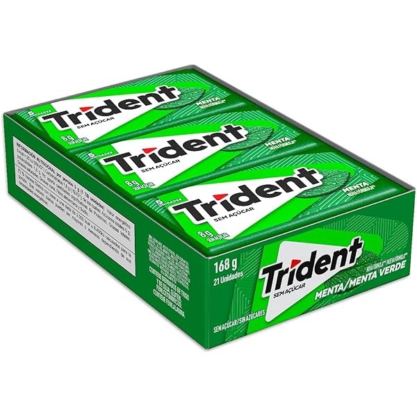 CHICLETE ADAMS TRIDENT C/21 MENTA | Shopee Brasil