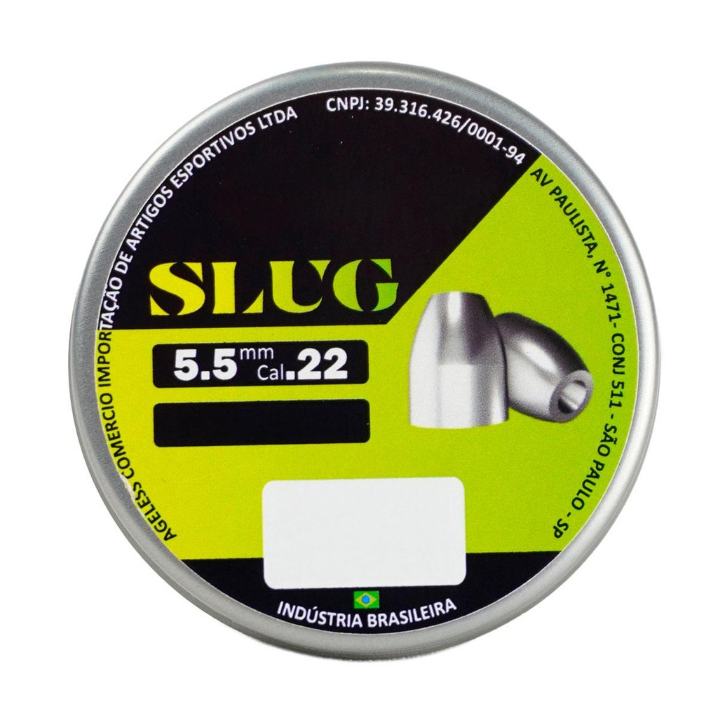 Chumbinho Slug 5.5mm 23gr/1,490g 100 Unidades - Virtus | Shopee Brasil