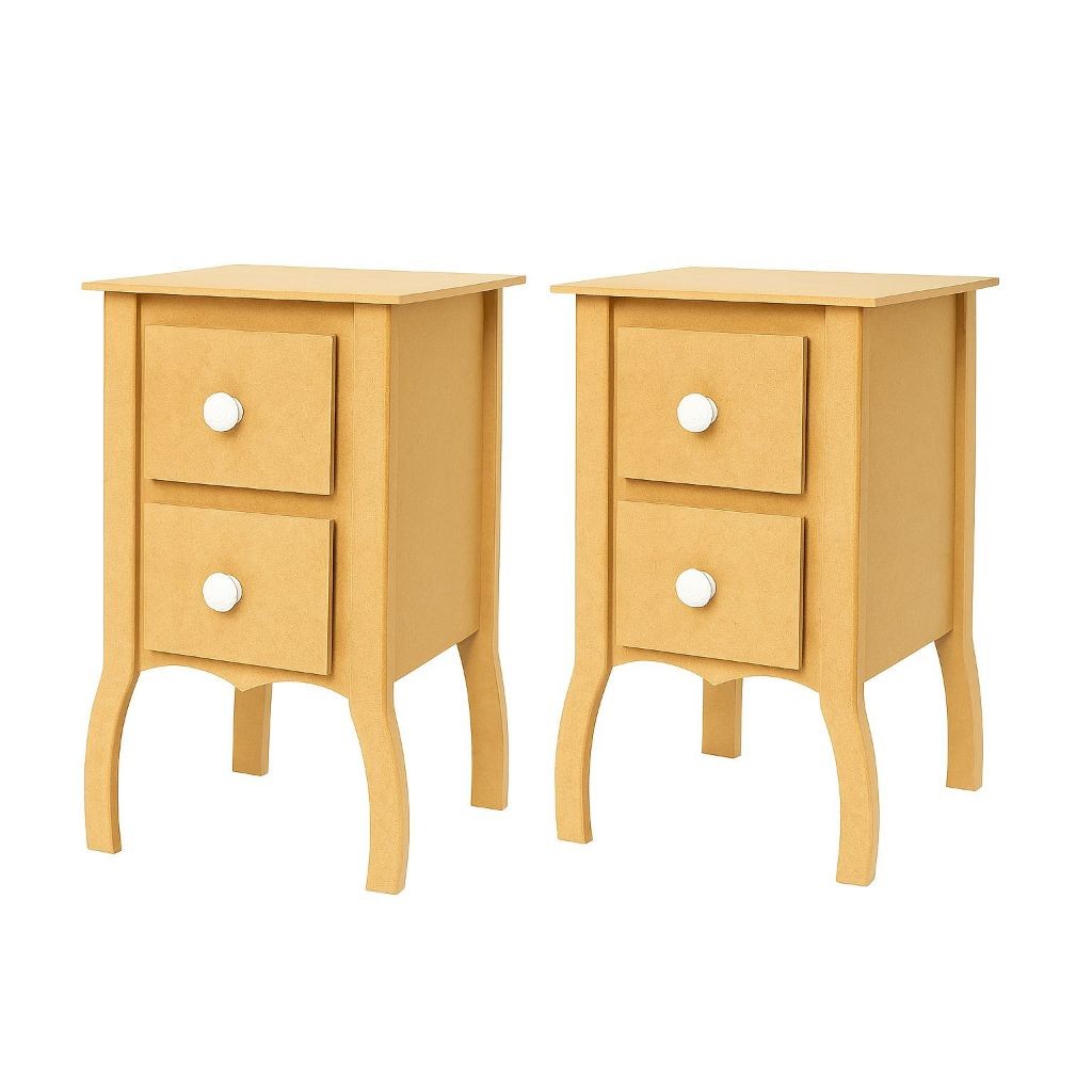 Móvel MDF Cru Para Quarto Criado Mudo Com 2 Gavetas Decorativo | Shopee ...