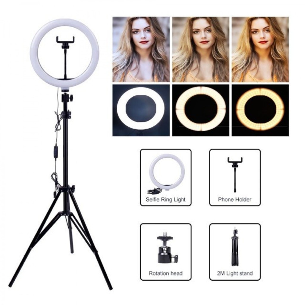 Ring Light Led Iluminador Com Trip é 360º 10 polegadas +Tripé2.1m | Shopee Brasil