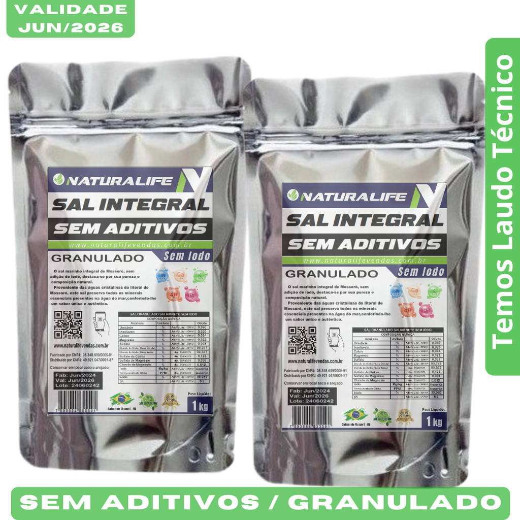 Sal Marinho Integral Sem Aditivos Granulado 2X1kg=2KG | Shopee Brasil