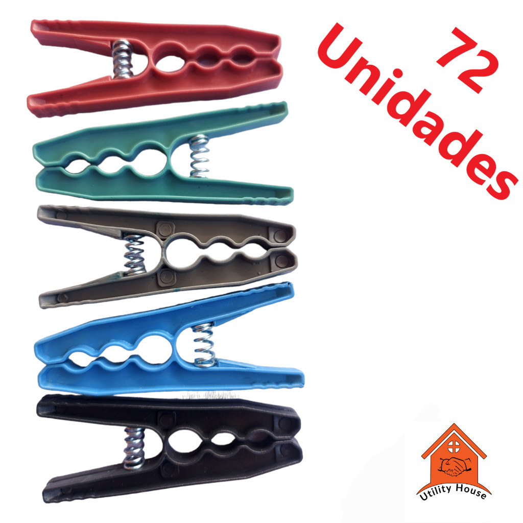 72 Prendedor de Roupas, Plástico ,Gigante Reforçado, Embalagem com 72 ...