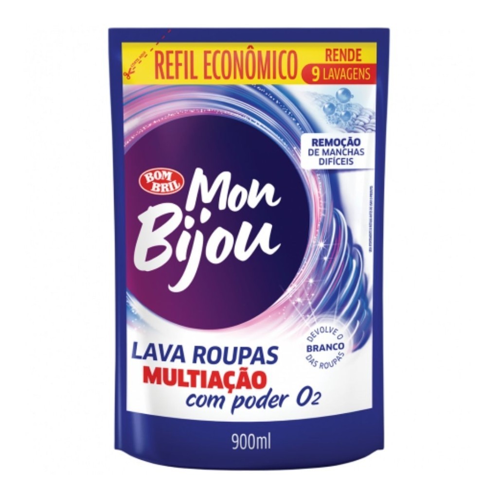 Lava Roupas Líquido Bombril Mon Bijou Multiação Azul 900 ml | Shopee Brasil