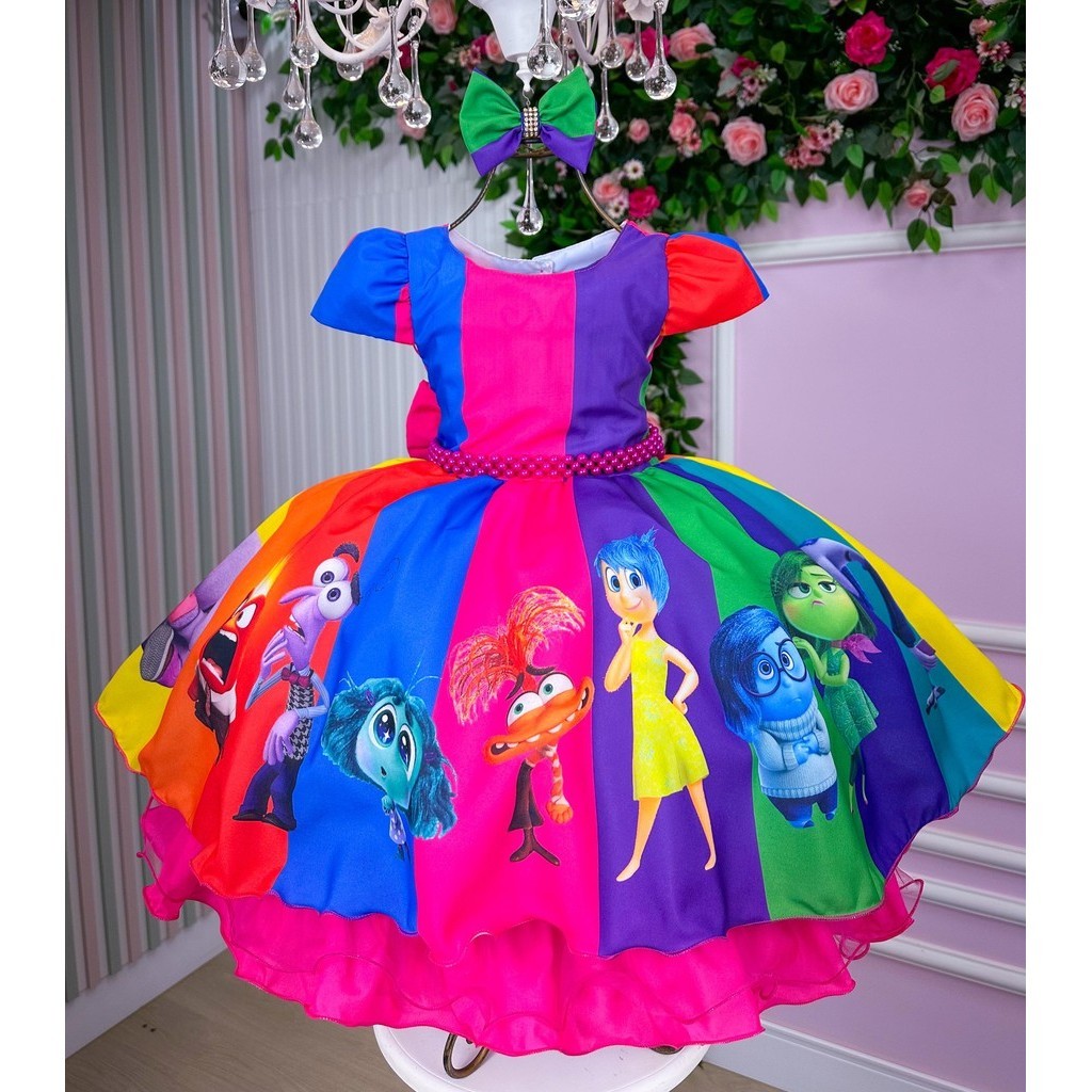 Vestido Filme Tematico Divertidamente Colorido Festa Infatil | Shopee ...