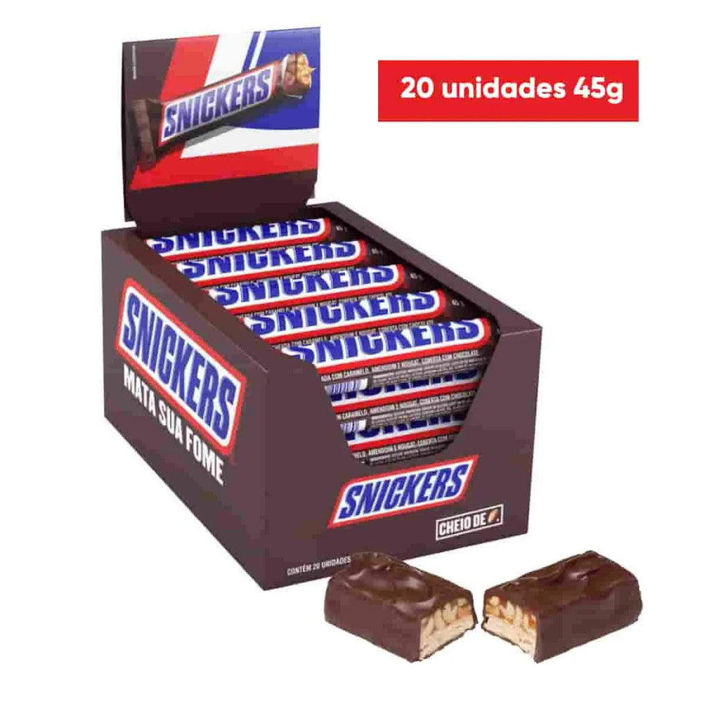 Display Chocolate Snickers Original Individual 20x45g | Shopee Brasil