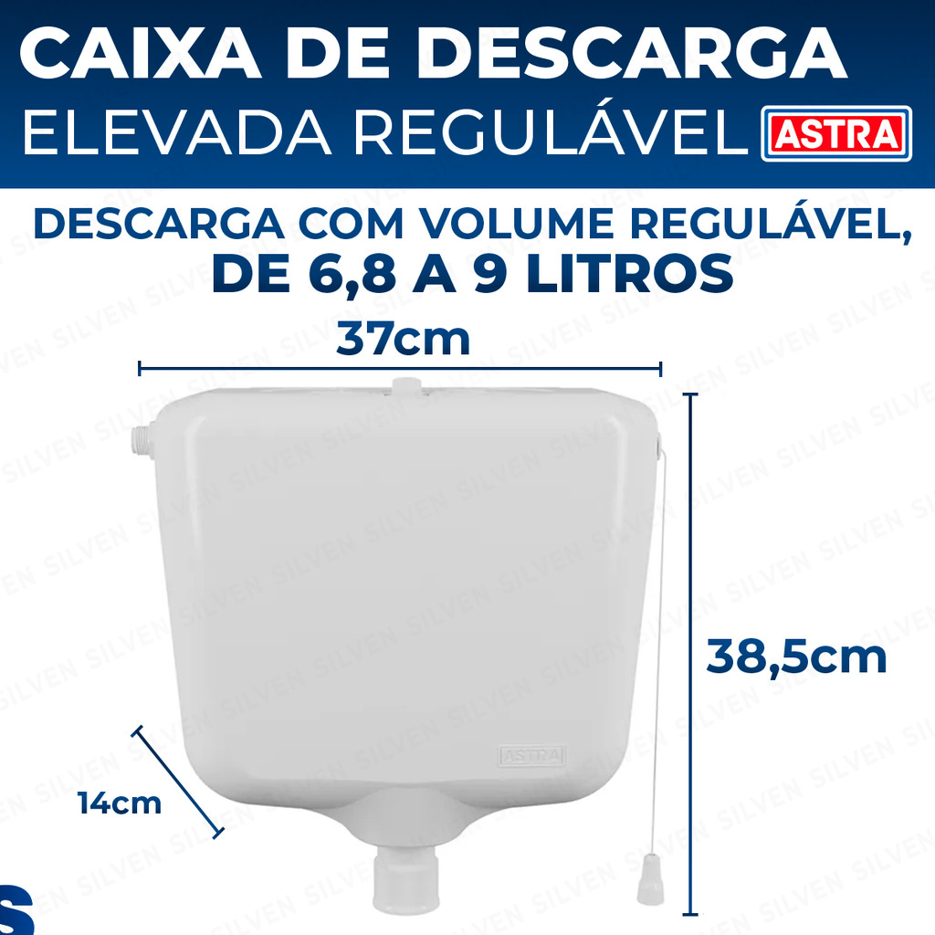 Caixa Descarga De Parede Com Cordinha Universal Plástica Completa 9L ...