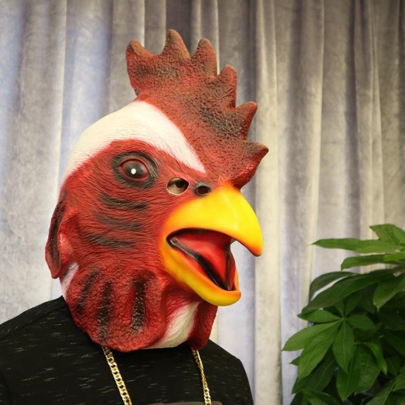 Halloween Galo Pato Animal Chapelaria Assustador Cosplay Látex Capacete ...