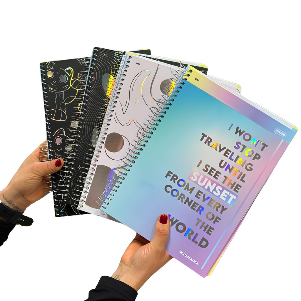 Caderno Espiral Universitário 1m 80 Folhas Holográfica | Shopee Brasil