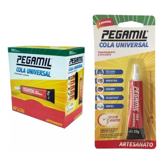 Cola Universal Pegamil 17g Caixa 12 Unidades Artesanato | Shopee Brasil
