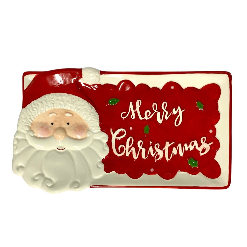 Travessa Merry Christimas em Cerâmica 28cm Sortido - Vencedor | Shopee ...