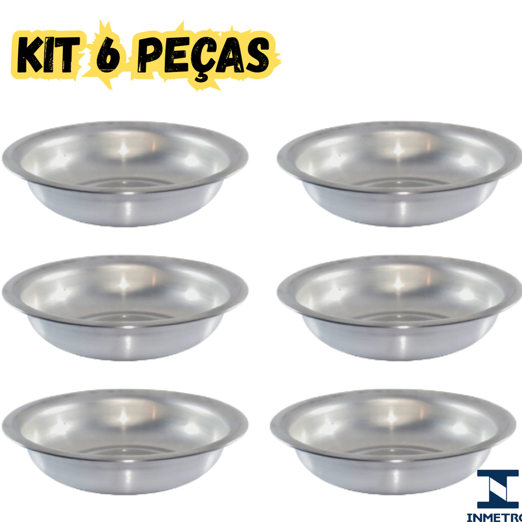 KIT 6 Bacias em Aluminio Tigela Multiuso Cuba Nº 20 700ml | Shopee Brasil