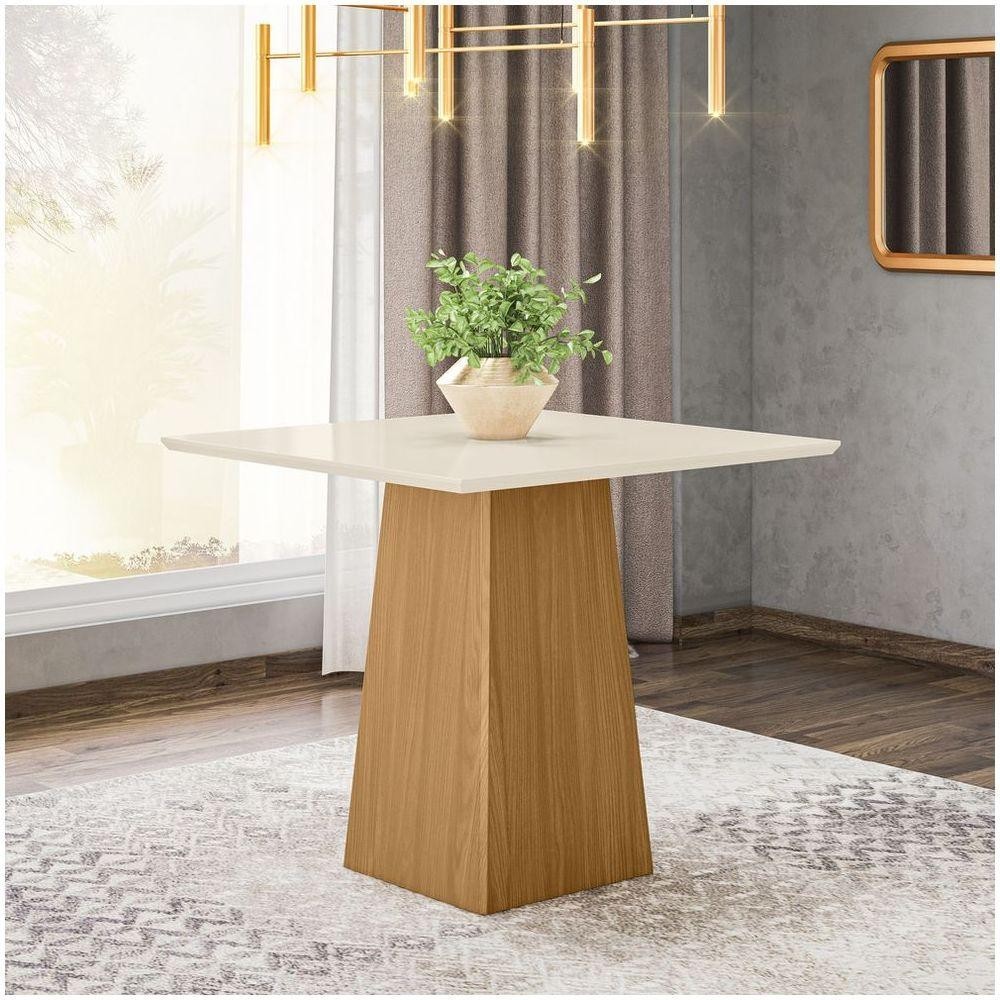 Mesa De Jantar Canto Reto 90cm Sarah Henn Nature Off White | Shopee Brasil