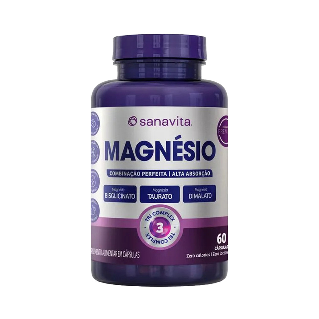 Suplemento de Magnésio Tri Complex: Bisglicinato, Taurato e Dimalato - 60 Cápsulas Sanavita ...