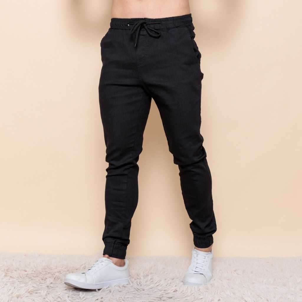 Calça Jogger Masculina Punho Lycra Elastano Jeans Sarja Militar Loja De