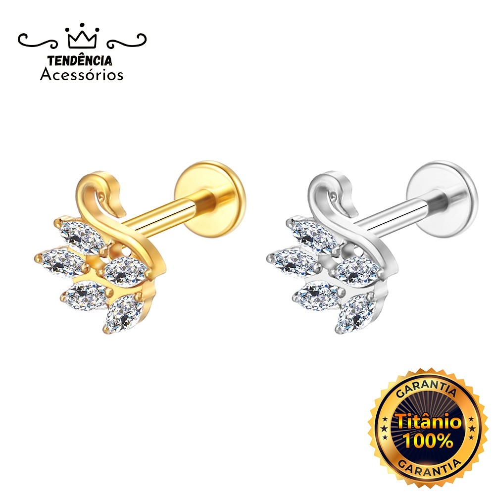 Piercing Helix Tragus Orelha Labret Titânio Cisne Zircônia Cravejada ...