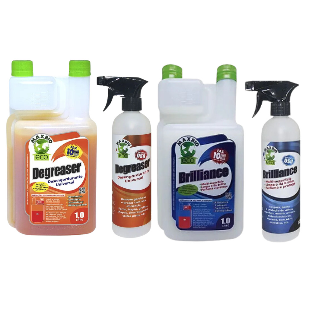 KIT DEGREASER CONCETRADO 1L + BRILLIANCE CONCENTRADO 1L MAXBIO | Shopee ...