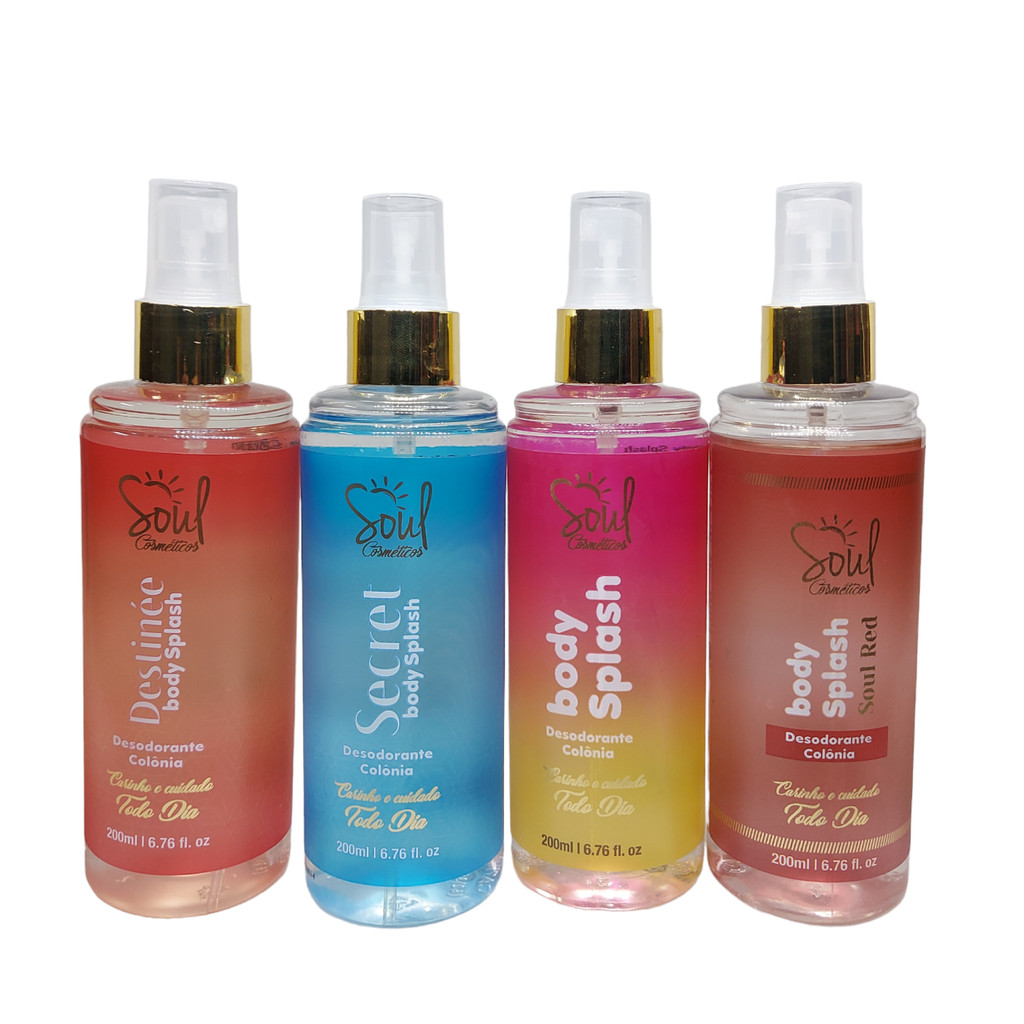 KIT C/ 4 BODY SPLASH SOUL COSMETICOS 200ML | Shopee Brasil