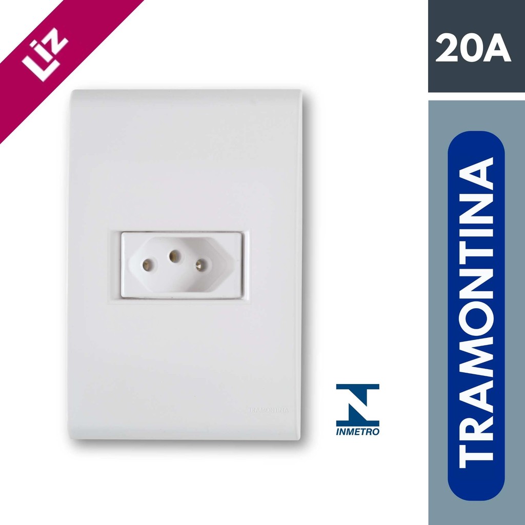 Conjunto 4x2 1 Tomada 2P+T Liz Tramontina 20A 250V Branco | Shopee Brasil