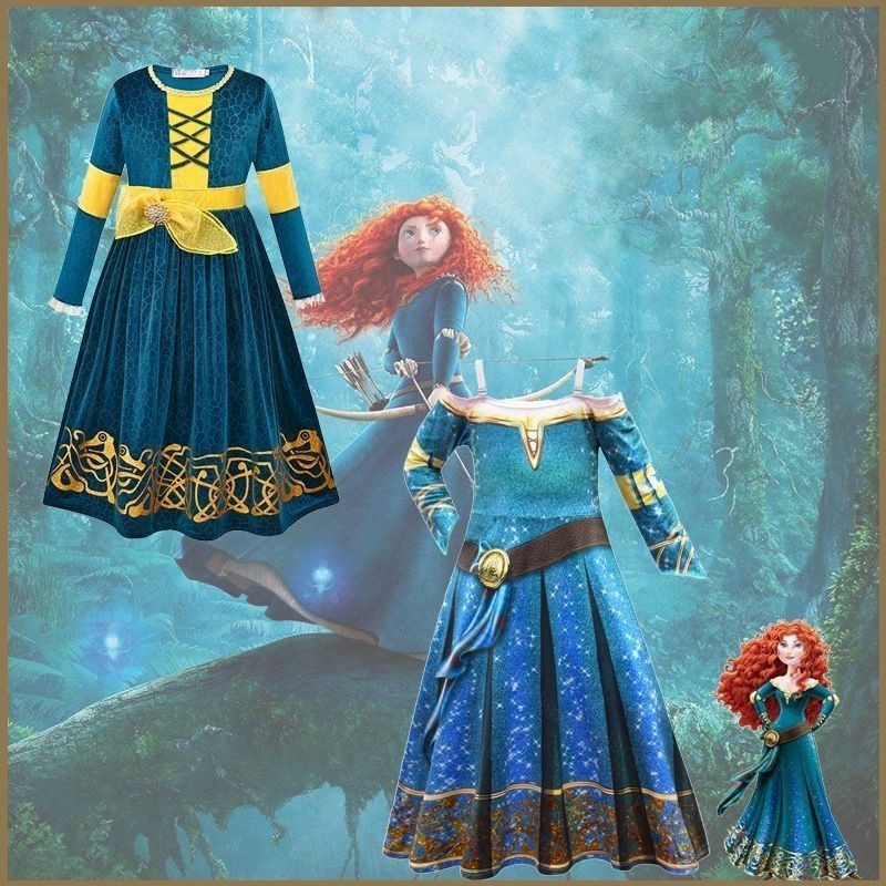 Pixar Brave Merida Princesa Cosplay Traje Para Crianças Meninas Verão ...