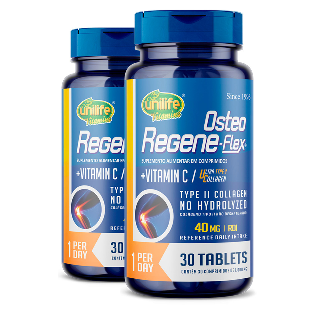 Kit 2 Colágeno tipo 2 II 40mg Regeneflex Osteo Unilife | Shopee Brasil
