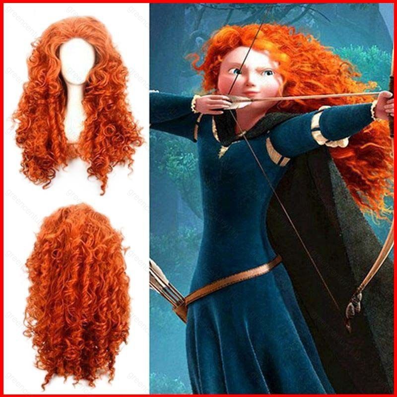 GC1 Pixar Corajoso Merida Princesa Cosplay Peruca Cabelo Encaracolado ...