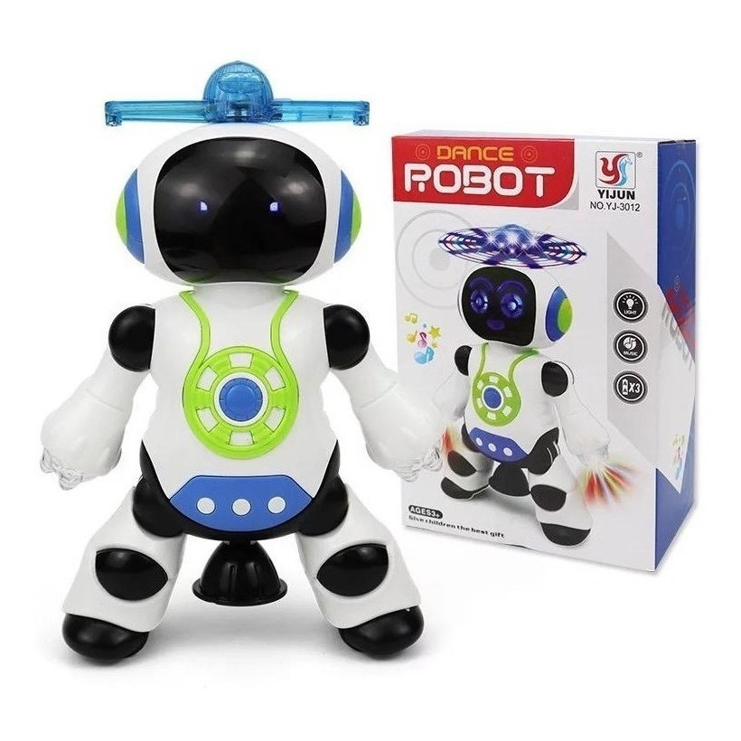 Robô Dançarino Musical Infantil com Luzes 3D Brinquedo, Sons, Gira 360 ...