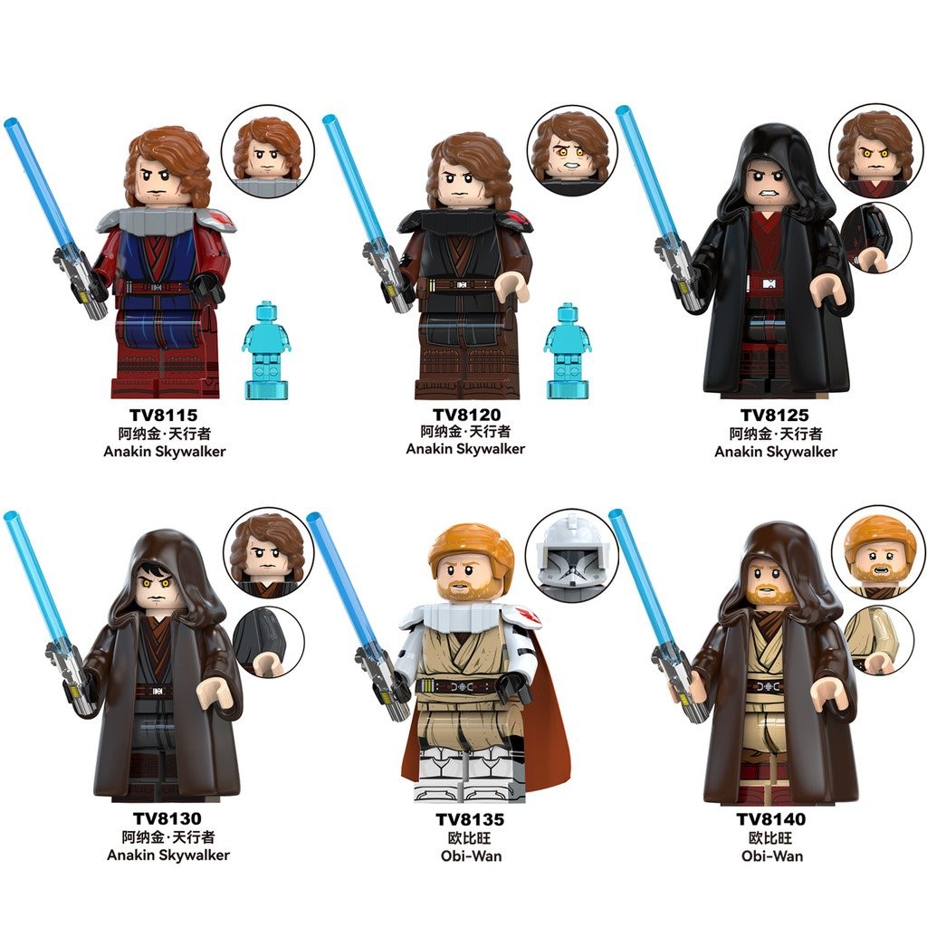 Compatível com Star Wars Anakin Obi-Wan Capa Sabre de Luz Blocos de ...