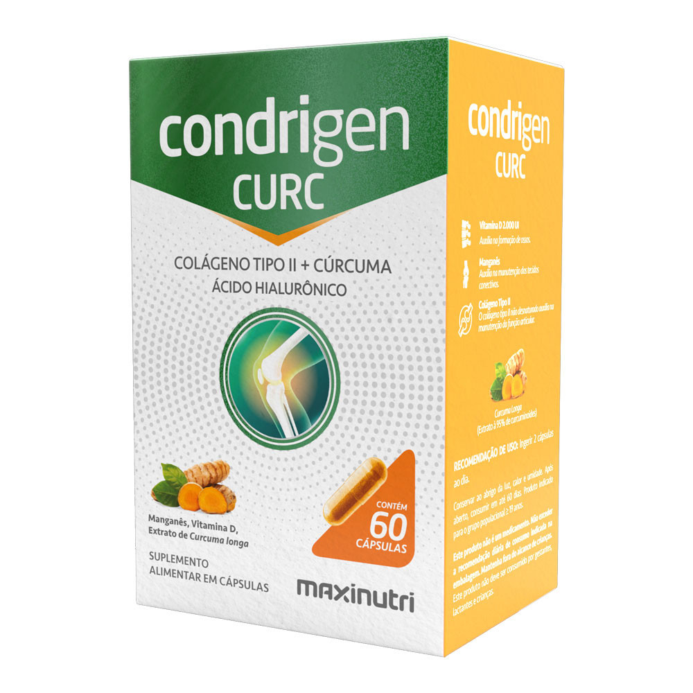 Condrigen Curc Colágeno Tipo 2 + Cúrcuma e Ácido Hialurônico 60 Cáps ...