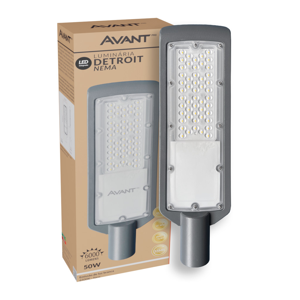 Luminaria Led Poste Detroit Nema 6500k Bivolt 50w Avant Pro | Shopee Brasil