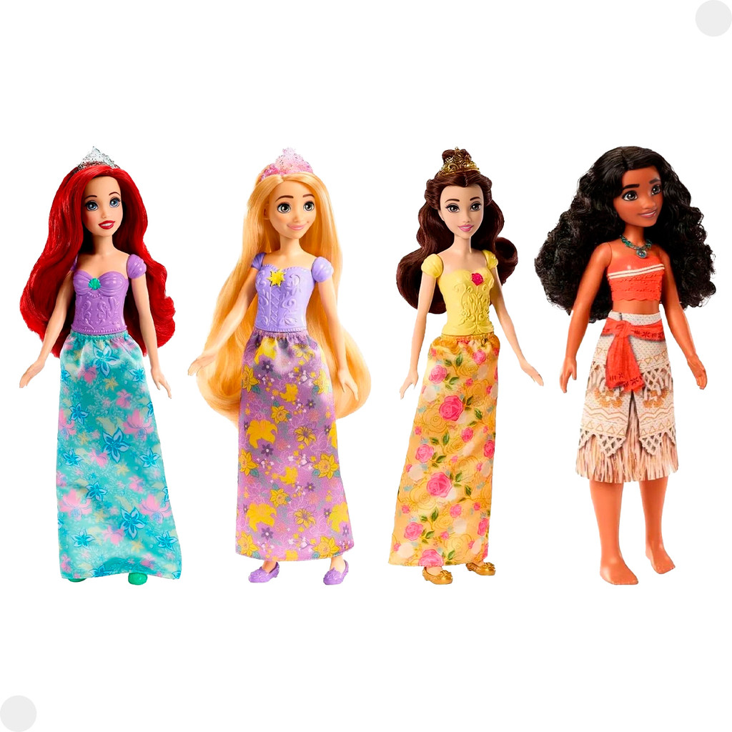 Kit Bonecas Princesa Ariel Rapunzel Bela Moana HLX29 -Mattel | Shopee ...