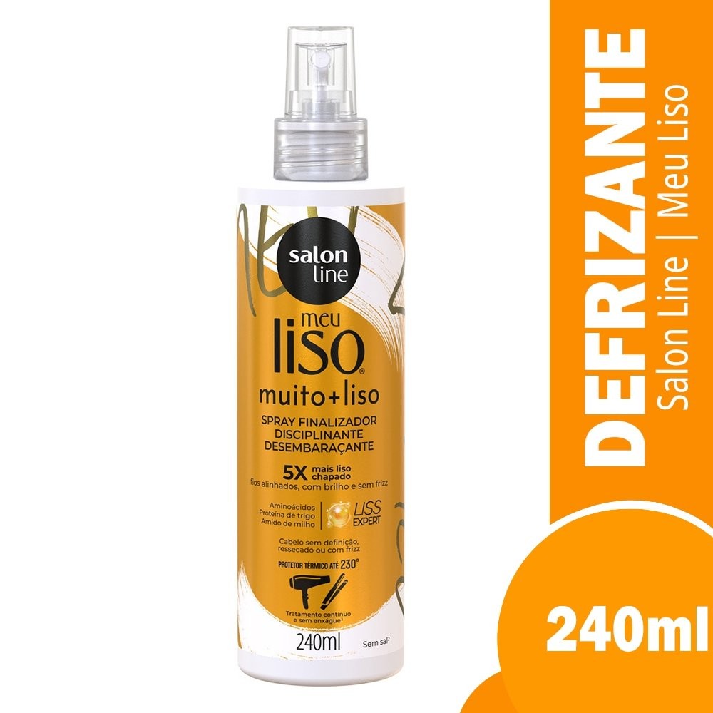 Defrizante Salon Line Meu Liso Muito + Liso Protetor Térmico Spray 240ml | Shopee Brasil