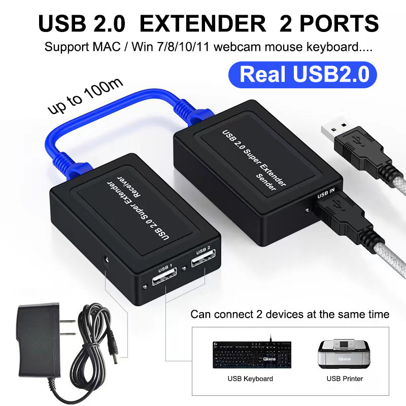 100M 2 Portas USB 2.0 Extensor De Cabo De Rede Via RJ45 Cat5e Cat6 Ethernet Para Mac Win7/8/10 ...