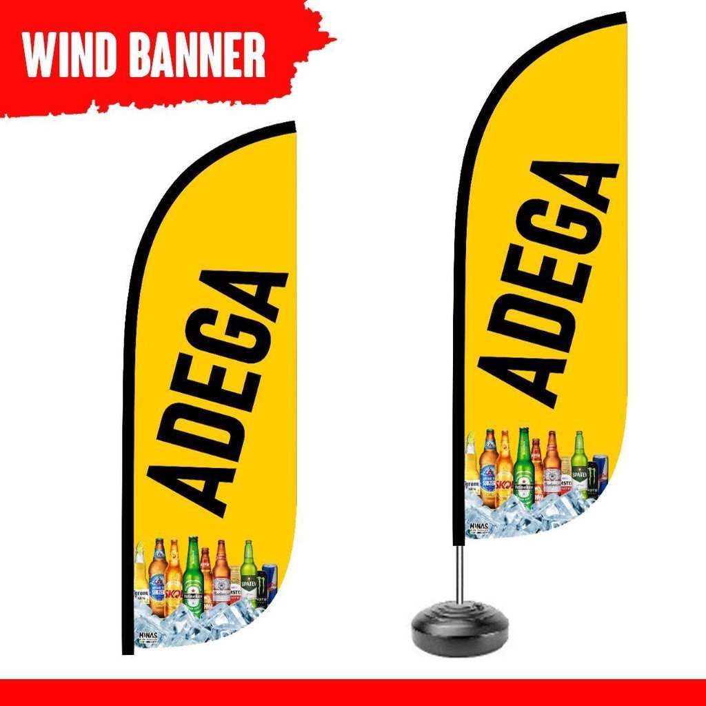 Wind Banner para ADEGA dupla face kit Completo com Haste, base e ...