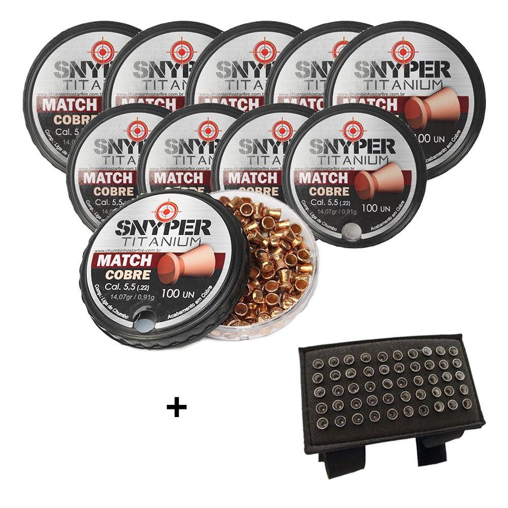 Kit 10 Chumbinhos Titanium Match Cobre 5.5mm - Snyper + Porta Chumbo ...
