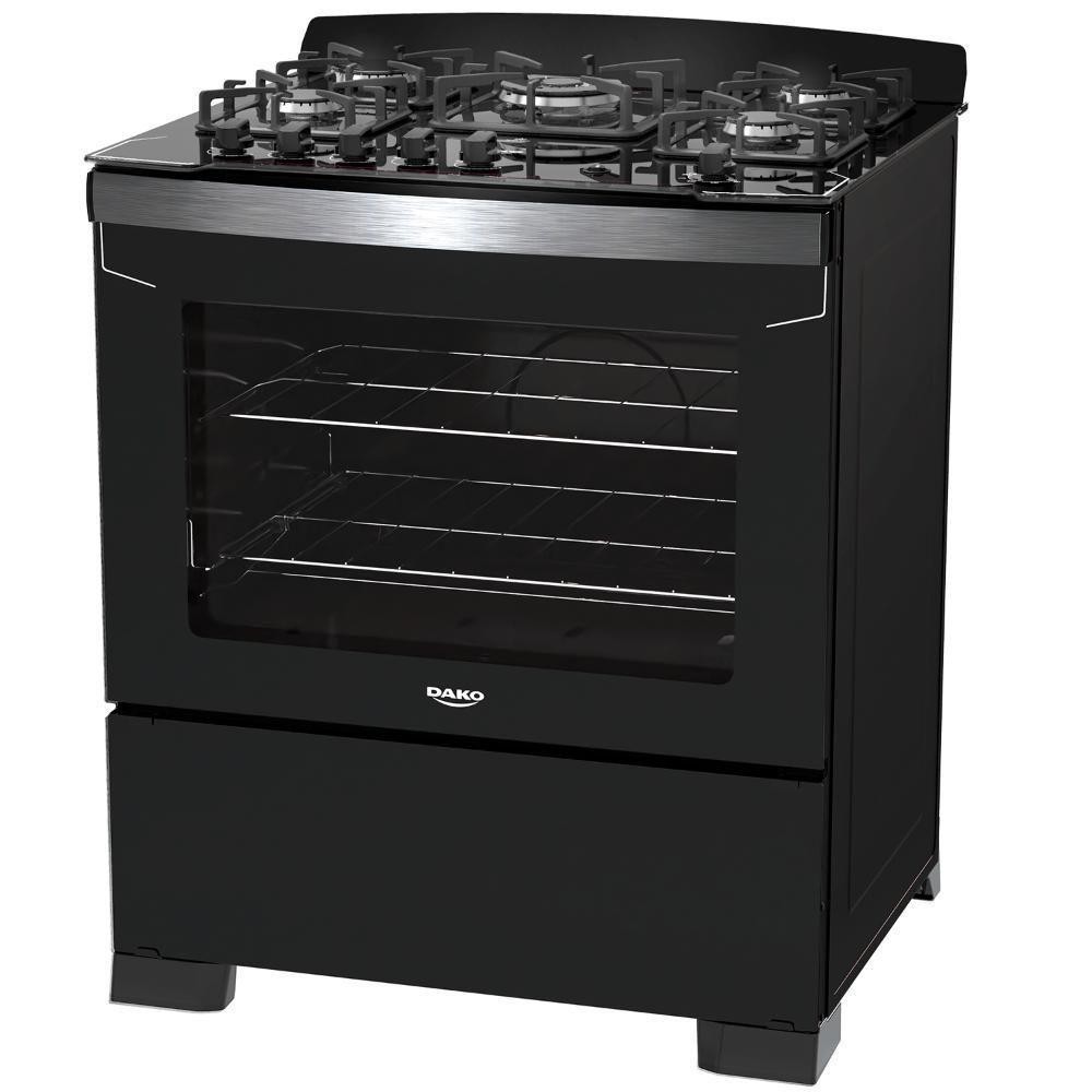 Fogão 5 Bocas Preto Com Tripla Chama Dako Diplomata Mesa De Vidro | Shopee Brasil