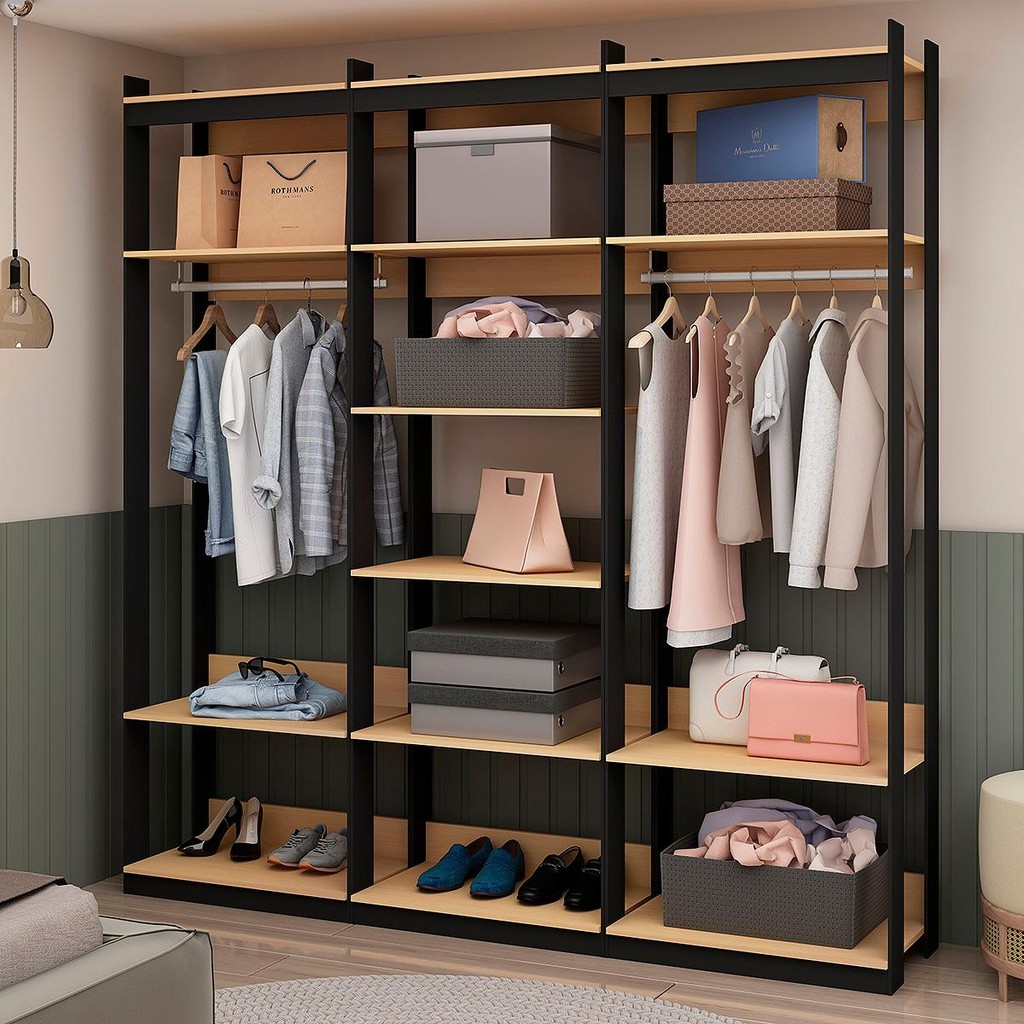 Guarda Roupa Closet Aberto Genialflex 3 Módulos Freijó Preto | Shopee ...