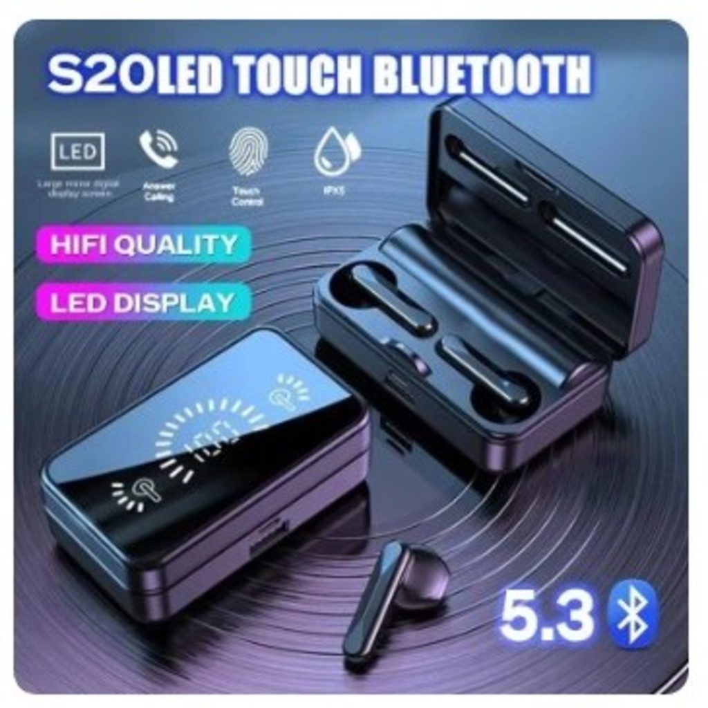 Fones De Ouvido S20 TWS Headset Sem Fio Bluetooth 5.2 Com Case ...