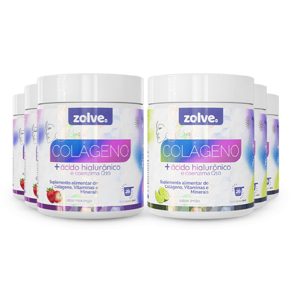 Zolve Skin Colágeno Tipo I - 3 POTES MORANGO E 3 POTE LIMÃOS | Shopee ...