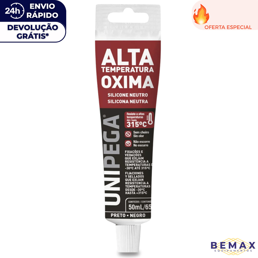 Silicone Adesivo Alta Temperatura Preto Cola Oxima Unipega 50ml Forno ...