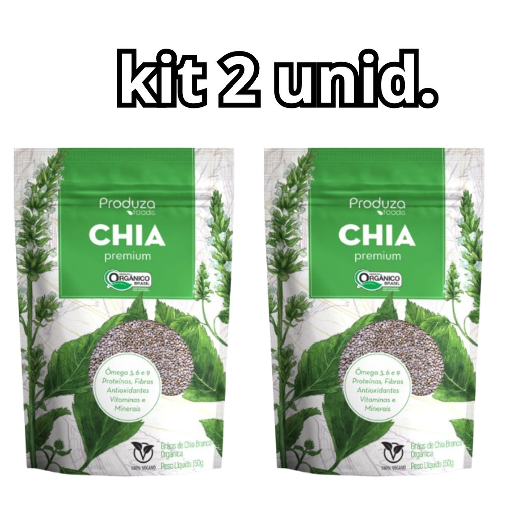 KIT 2 unid Grãos de Chia Branca Orgânica Produza Foods Pouch 150g ...