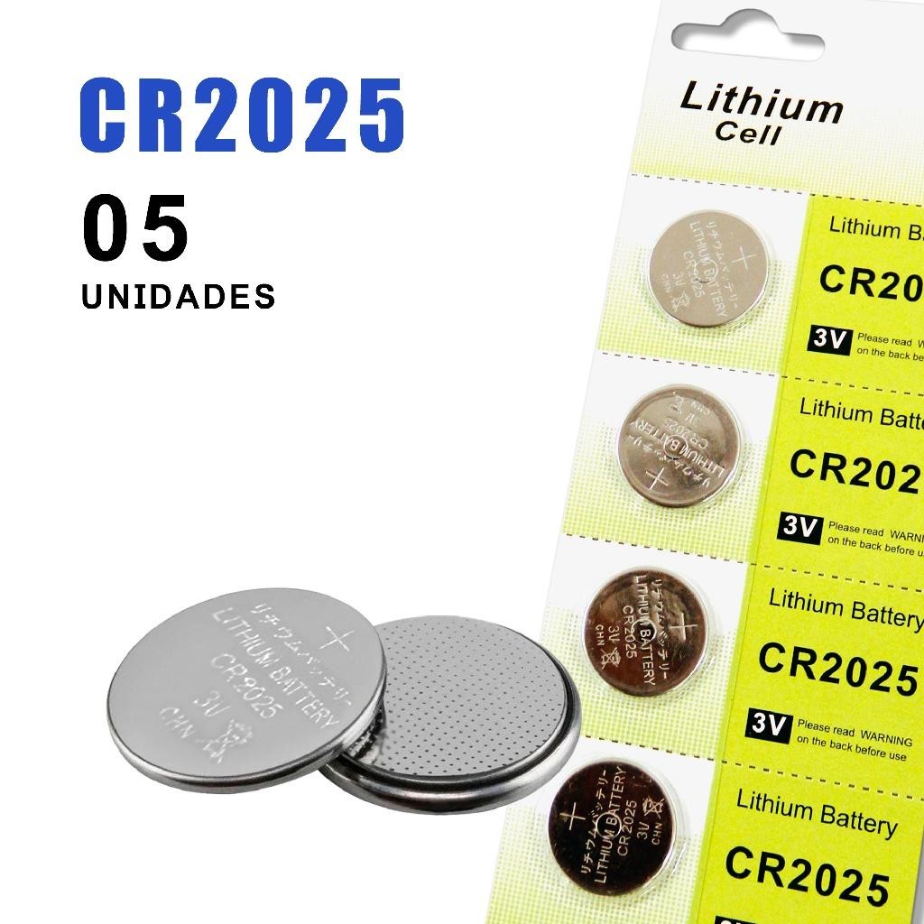 Pilha Bateria De Lition CR2025 Kit 5 Pilhas Bateria CR2025 Botão 3V Litio Para Relógio | Shopee ...