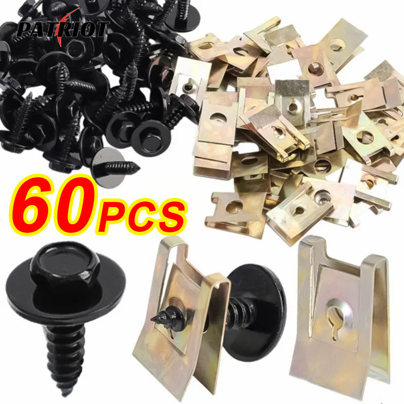 Fender 20/40/60Pcs Fixador De Parafuso Metálico Para Carro Clip Tipo U ...