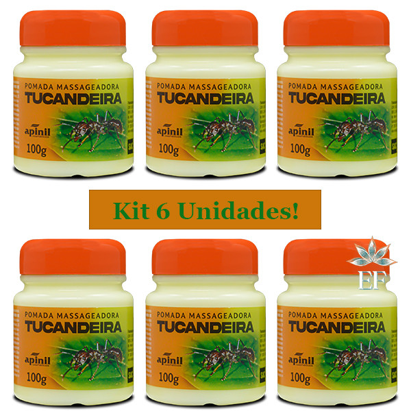 Kit 6 Unidades Pomada Massageadora TUCANDEIRA 100g APINIL | Shopee Brasil