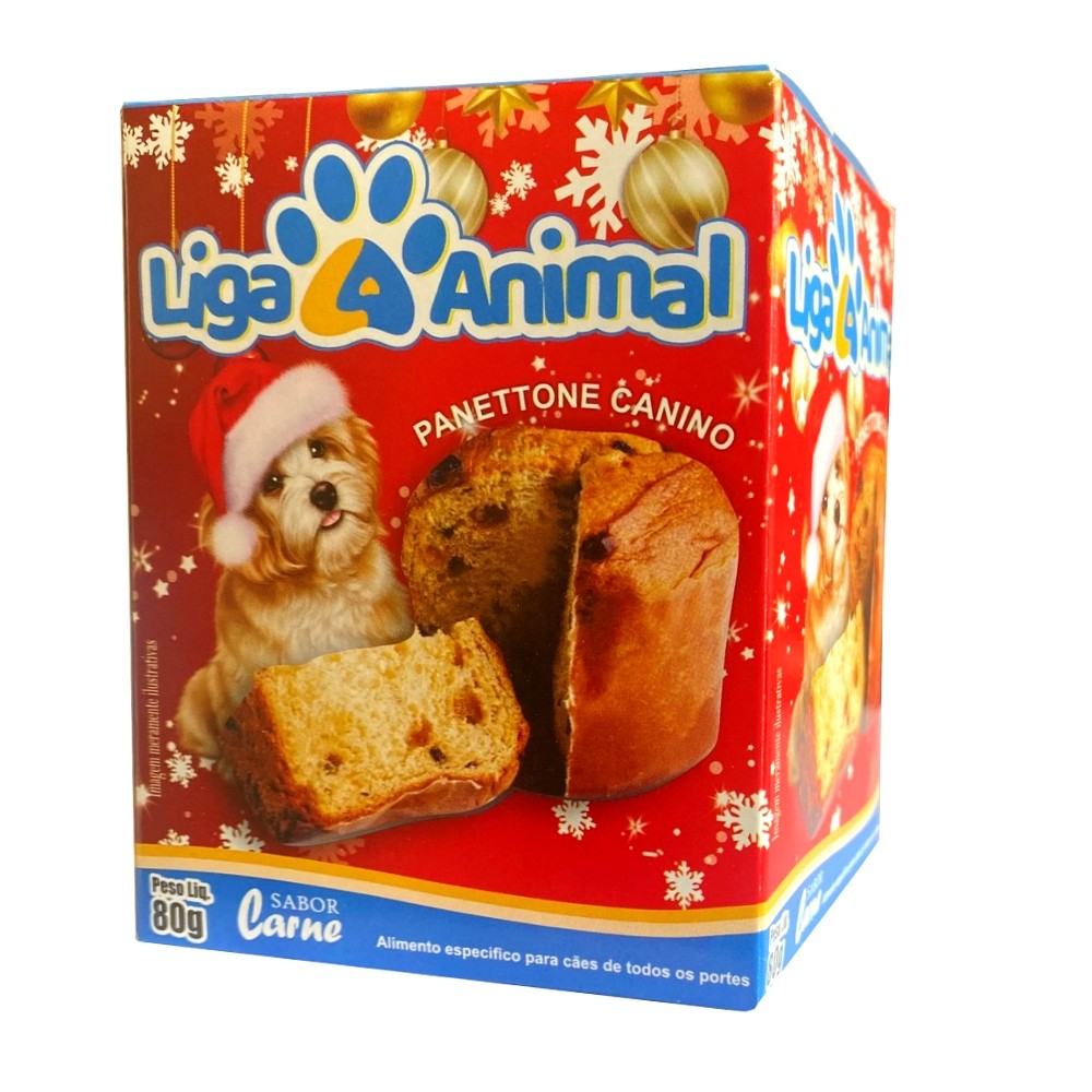 Panettone Liga Animal Para Cães Pet Dog Com Flocos De Carne 80g ...