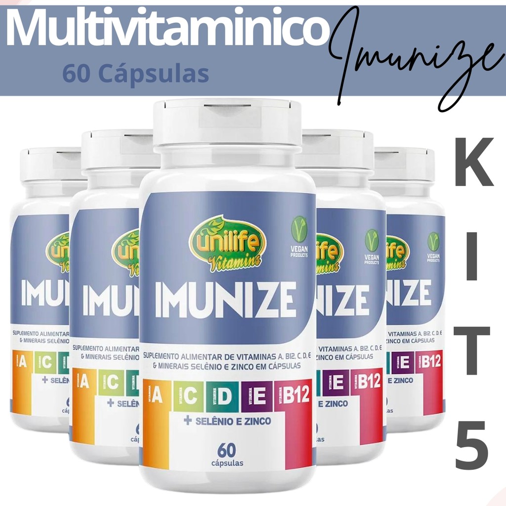 KIT 5 - IMUNIZE MULTIVITAMINICO 60 CÁPSULAS - UNILIFE | Shopee Brasil