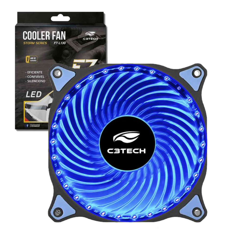 Cooler Fan Para PC Gabinete Gamer Com LED Azul 12CM 120mm F7-L130 ...