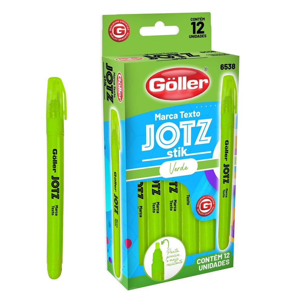 Marca Texto Jotz Stick Verde Caixa Com 12 Unidades Göller | Shopee Brasil