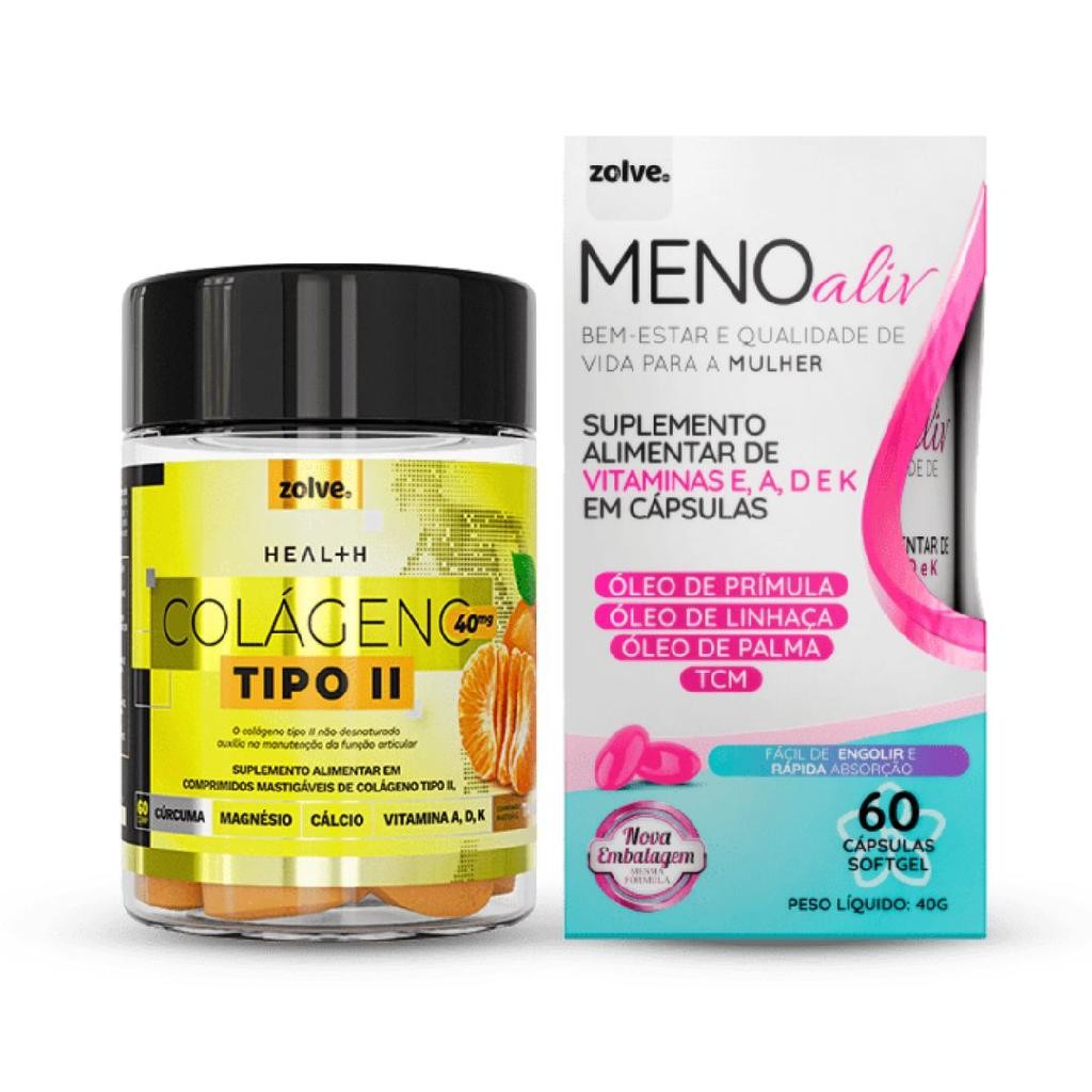 Kit 1un cada Zolve Colágeno Tipo II e Meno Aliv - Suplemento | Shopee ...